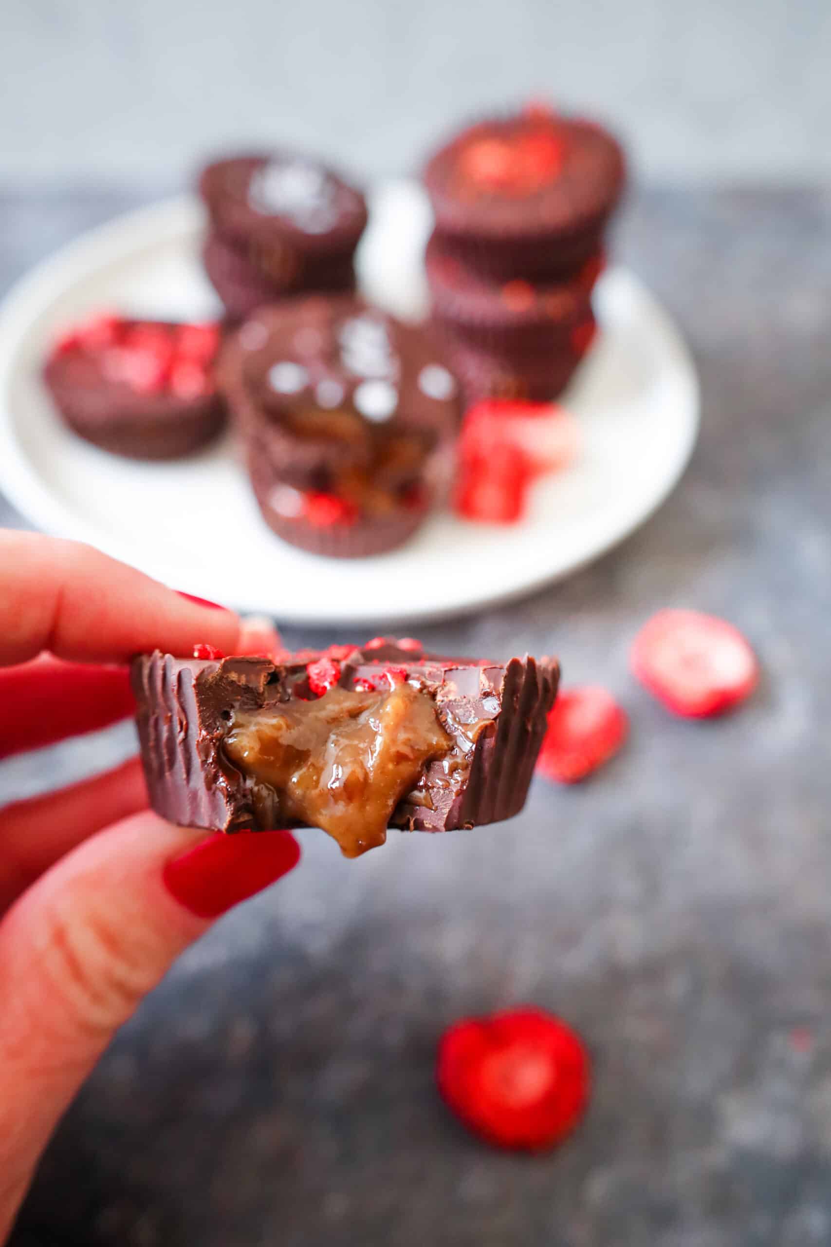 Caramel-Filled Chocolate Candy Cups - California Prunes