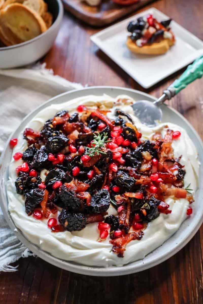 Whipped Ricotta Appetizer Recipe with Bacon, Prunes and Pomegranate ...